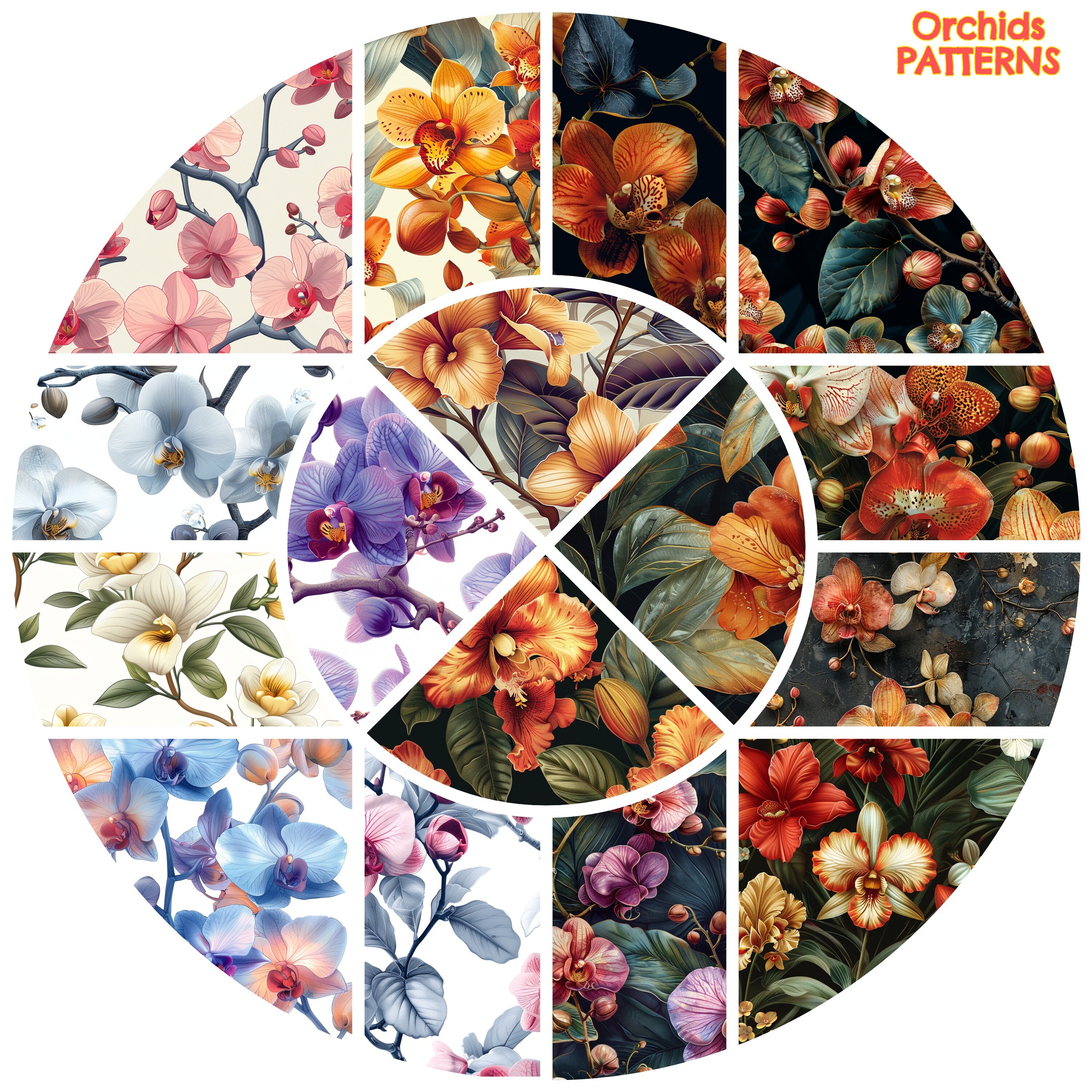 Orchids Pattern 118 OPTIONS Seamless Orchid Art Blossom Design Nature ...