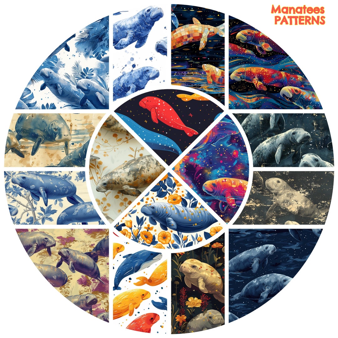 Manatee Pattern 106 OPTIONS Seamless Manatee Art Ocean Wallpaper ...