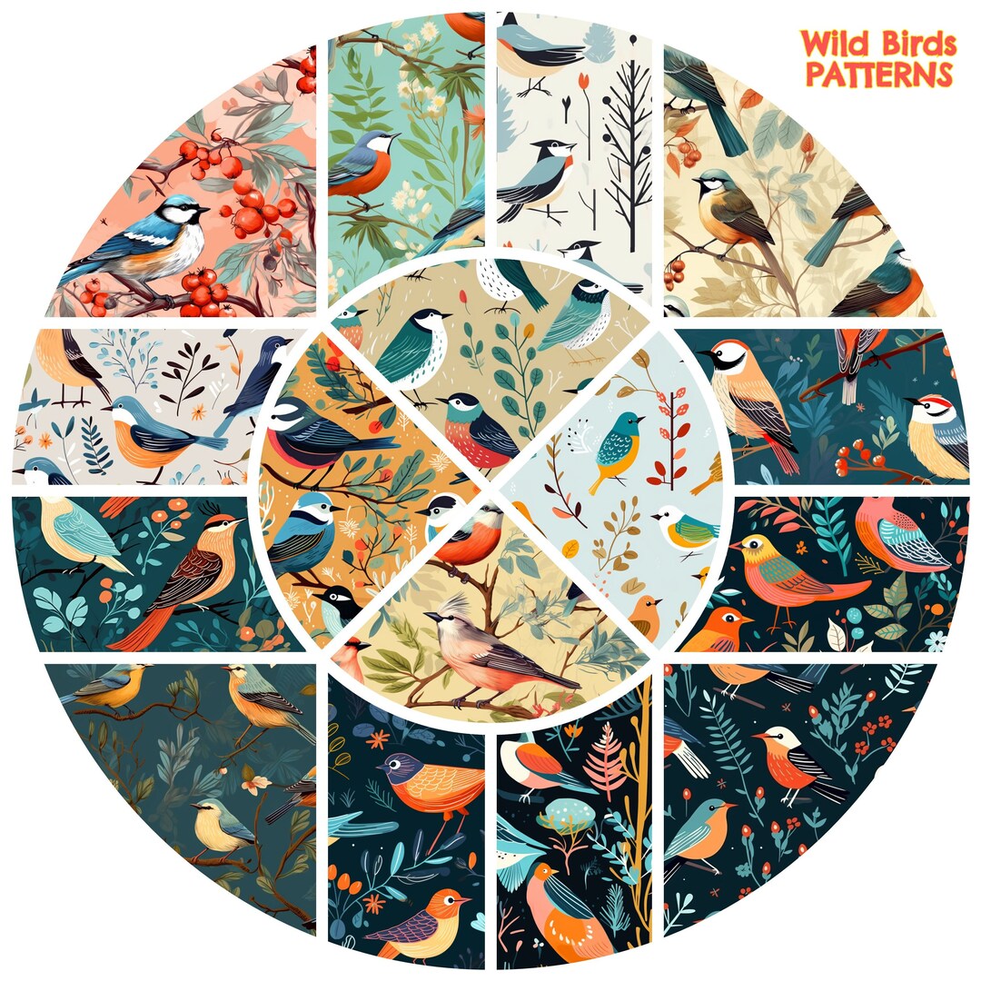 Wild Birds Pattern 20 OPTIONS Seamless Birds Art Avian Design Bird ...