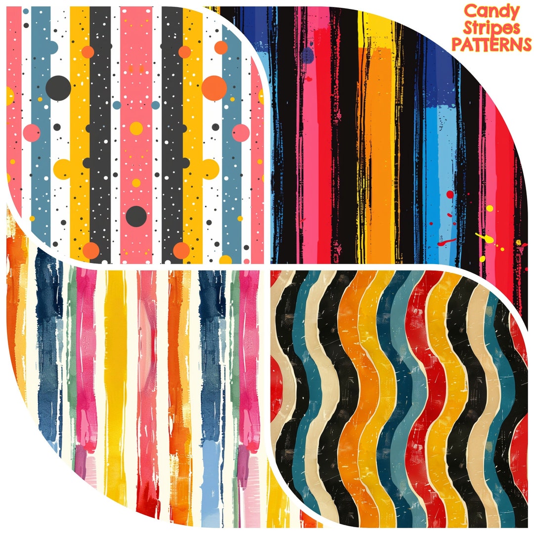 Candy Stripes Pattern 20 OPTIONS Seamless Colorful Stripes Art ...