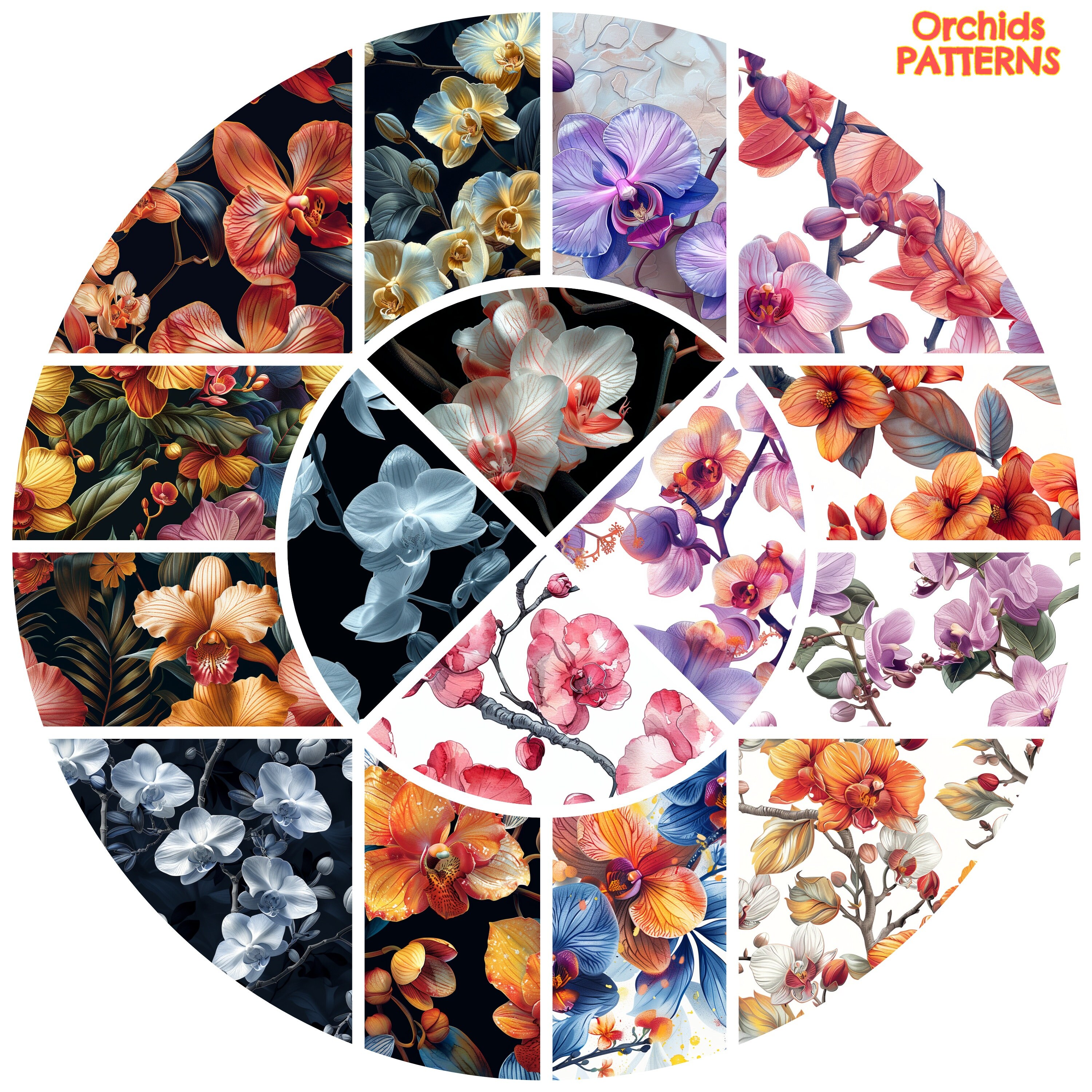 Orchids Pattern 118 OPTIONS Seamless Orchid Art Blossom Design Nature ...