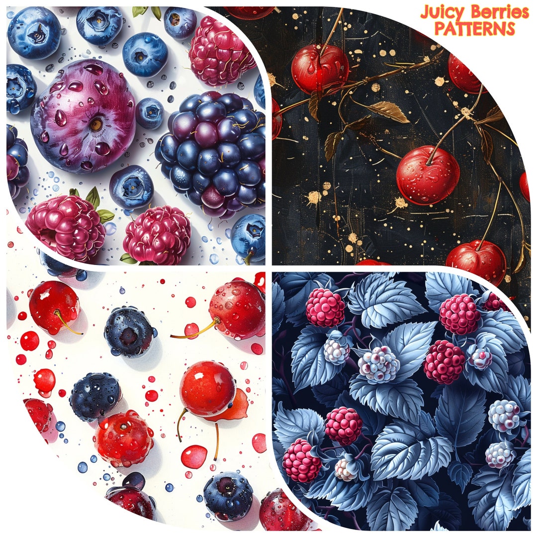 Juicy Berries Pattern 20 OPTIONS Seamless Berries Design Berry ...