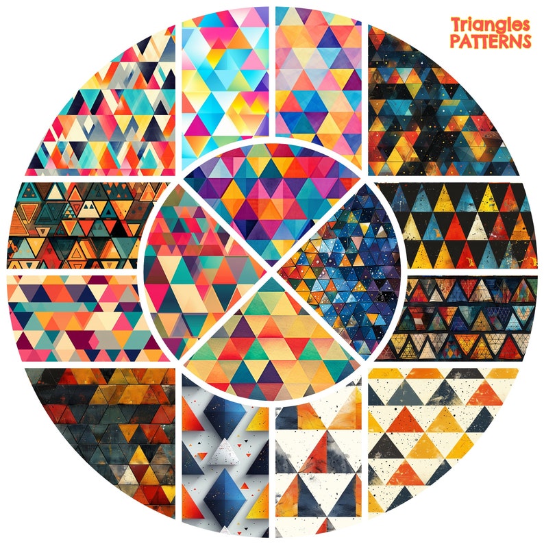 Triangles Pattern 20 OPTIONS Seamless Geometric Pattern Triangles Art ...