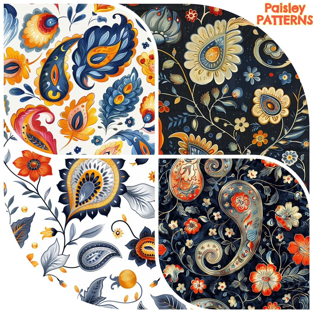 Paisley Pattern 20 OPTIONS Seamless Geometric Art Ornament Design Swirl ...