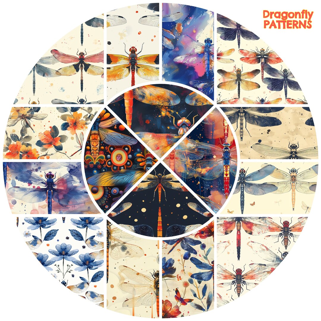 Dragonfly Pattern 20 OPTIONS Seamless Insects Art Insects Design ...