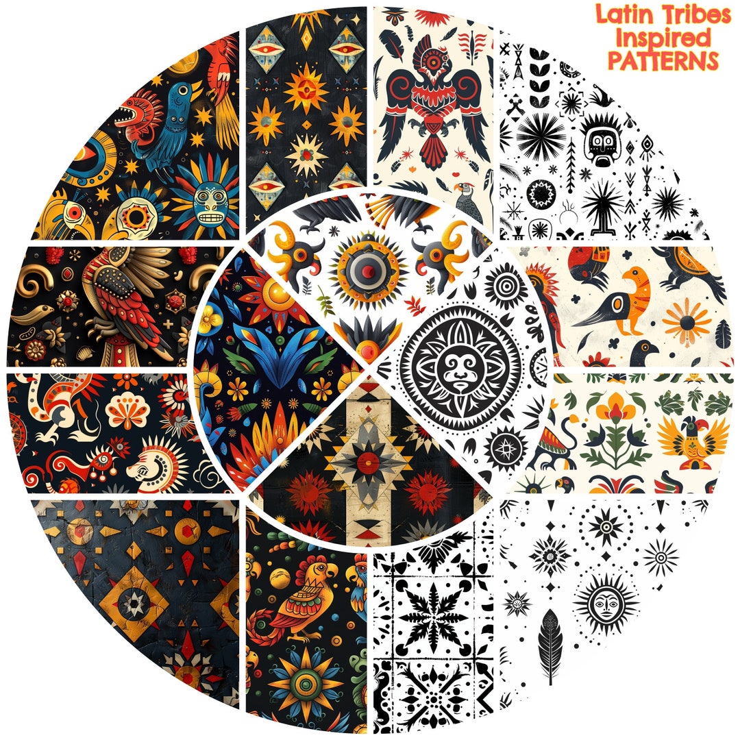 Latin American Tribe Inspired Patterns 20 OPTIONS Seamless Geometric ...