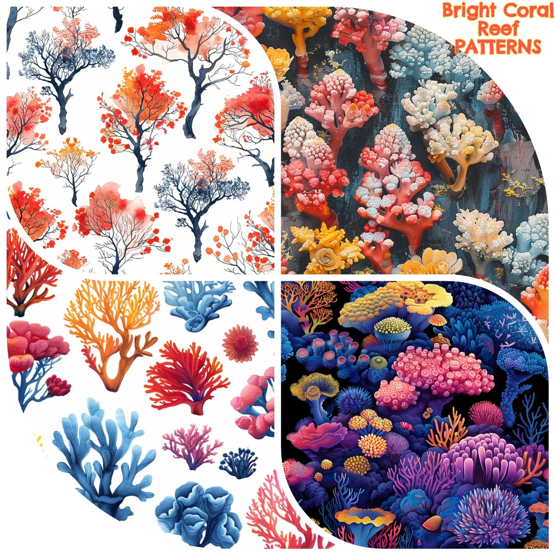 Coral Reef Pattern 20 OPTIONS Seamless Marine Pattern Oceanic Art Reef ...
