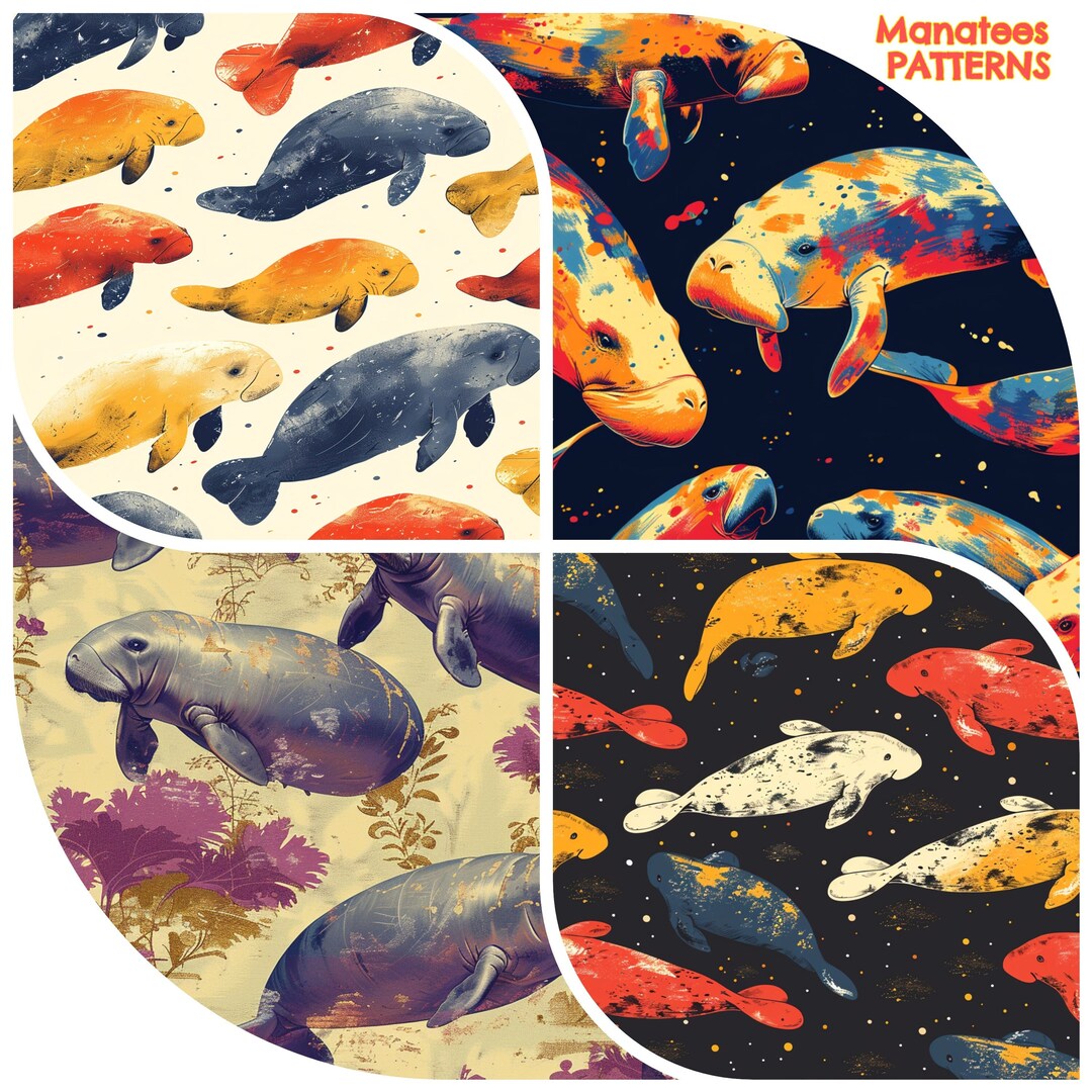 Manatee Pattern 26 OPTIONS Seamless Manatee Art Ocean Wallpaper Aquatic ...