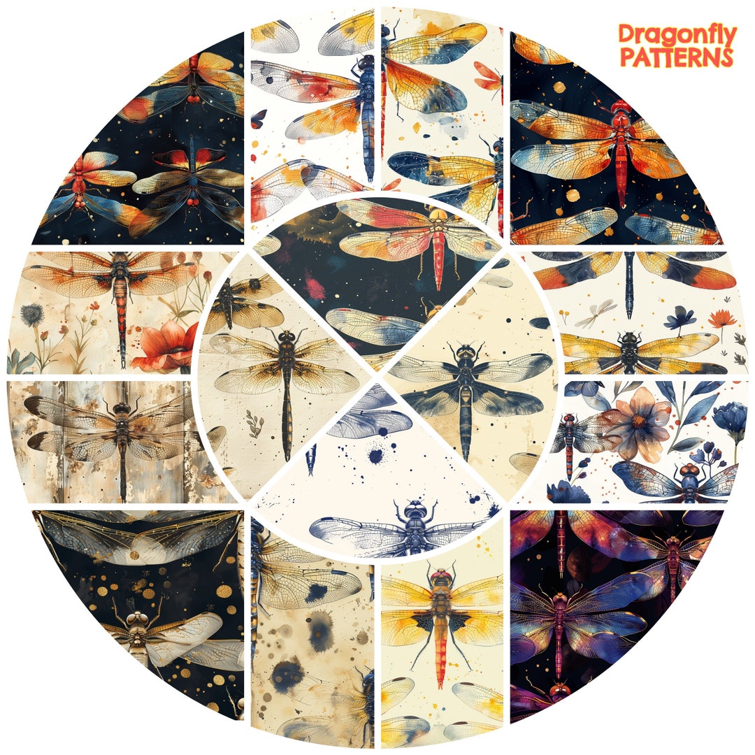Dragonfly Pattern 20 OPTIONS Seamless Insects Art Insects Design ...