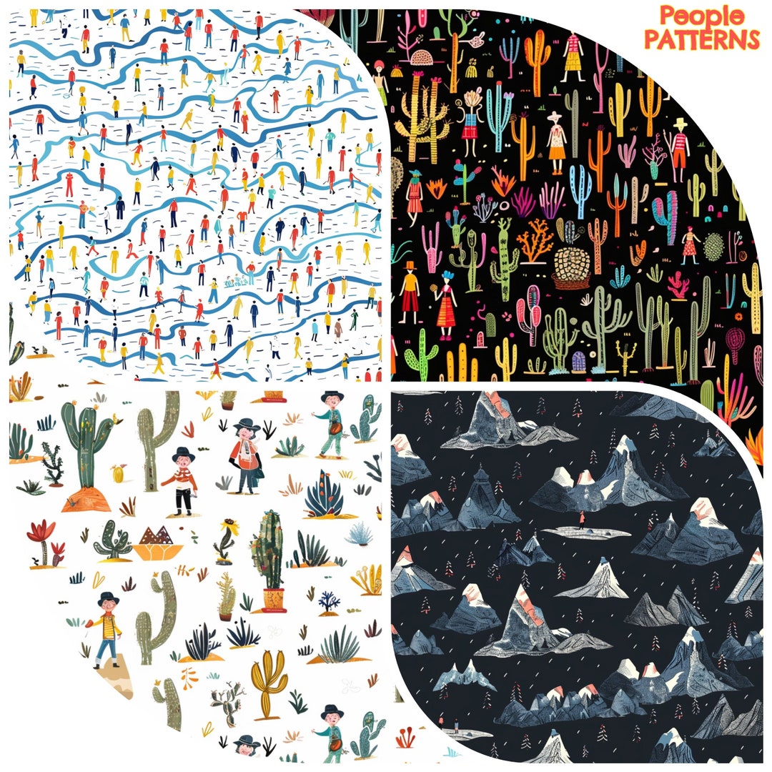 People Pattern 20 OPTIONS Seamless Individuals Style Masses Art Mankind ...