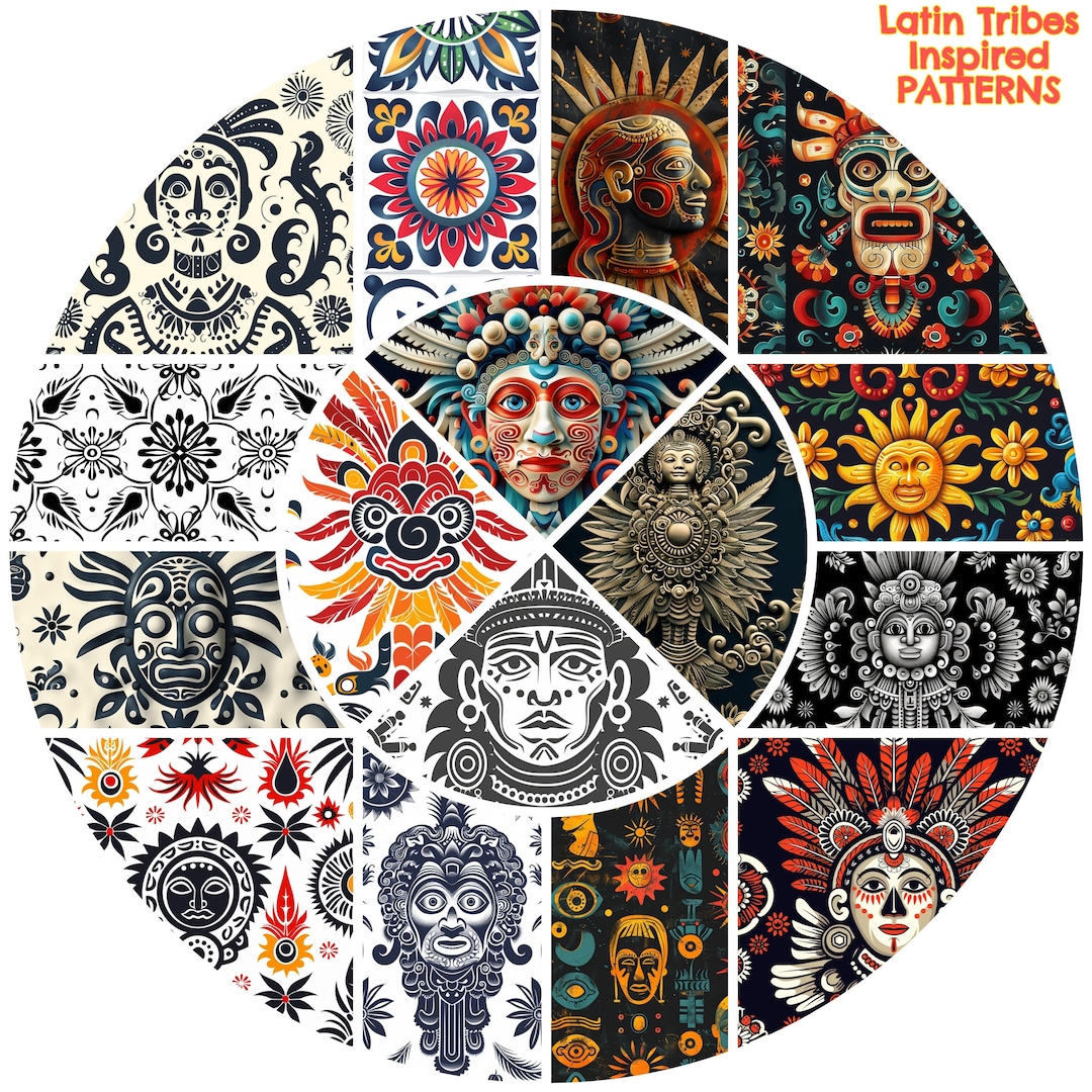 Latin American Tribe Inspired Patterns 20 OPTIONS Seamless Geometric ...