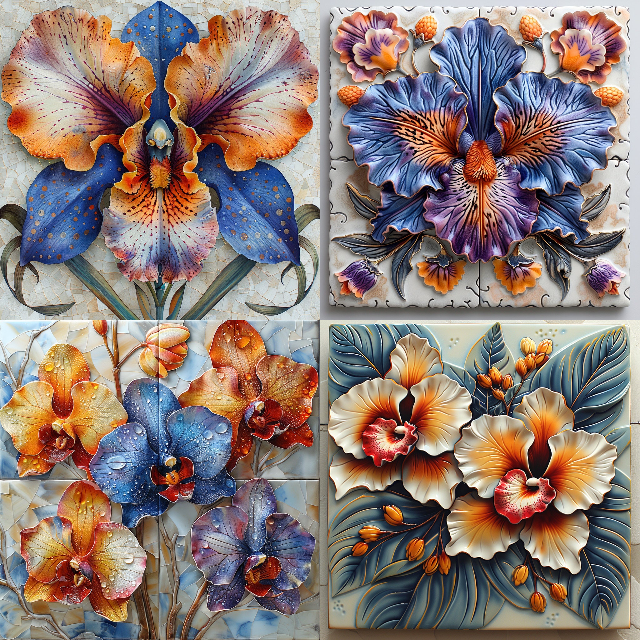 Orchids Pattern 36 OPTIONS Seamless Orchids Art Blossom Design Nature ...