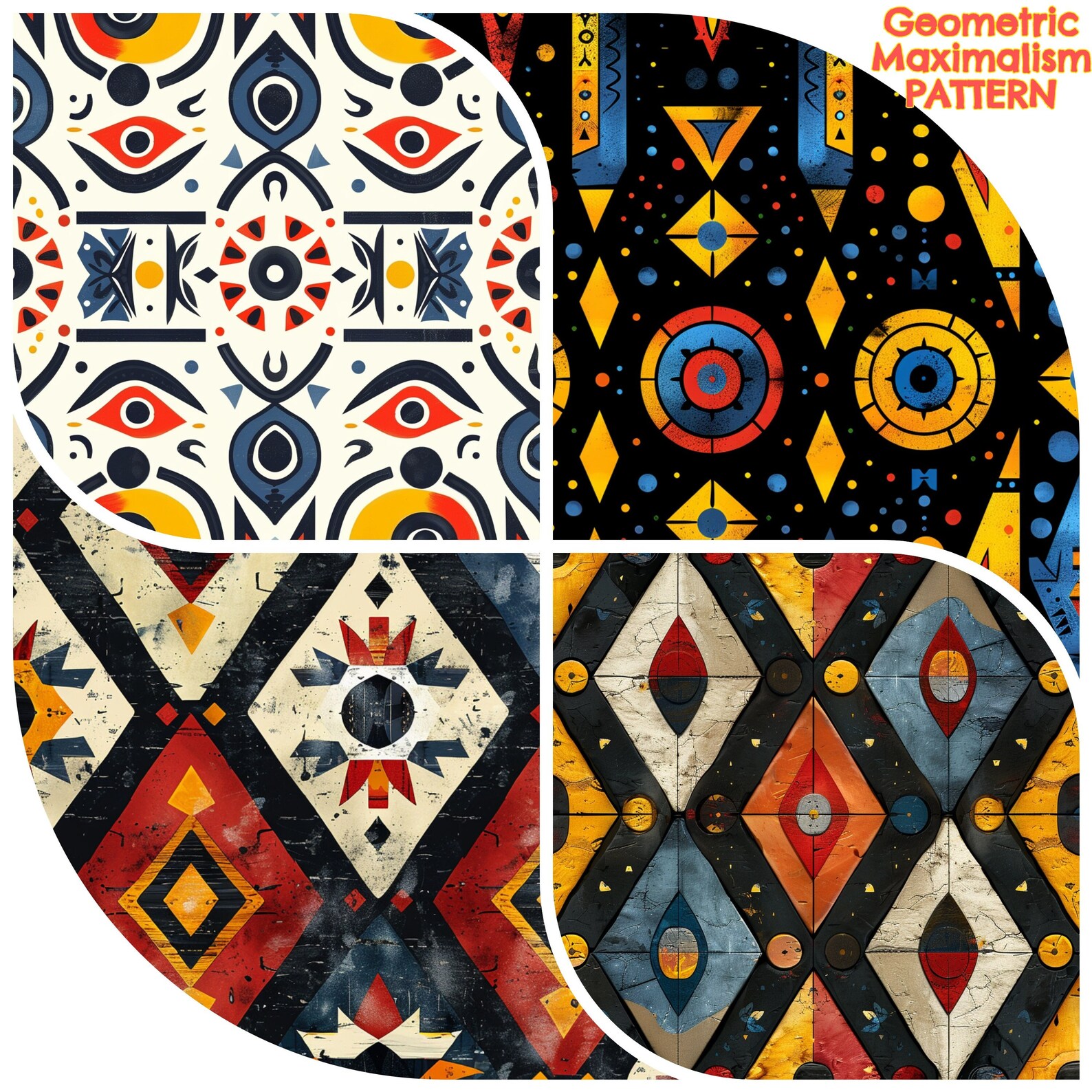 Maximalism Pattern 11 OPTIONS Seamless Maximalist Style Geometry Art ...