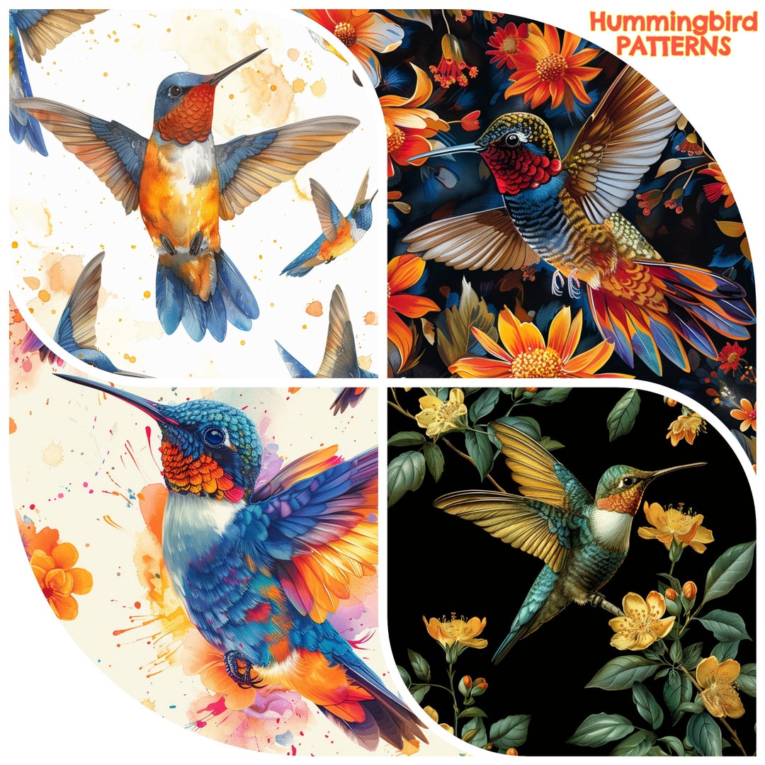 Hummingbird Pattern 20 OPTIONS Seamless Calibri Art Modern Design Birds ...