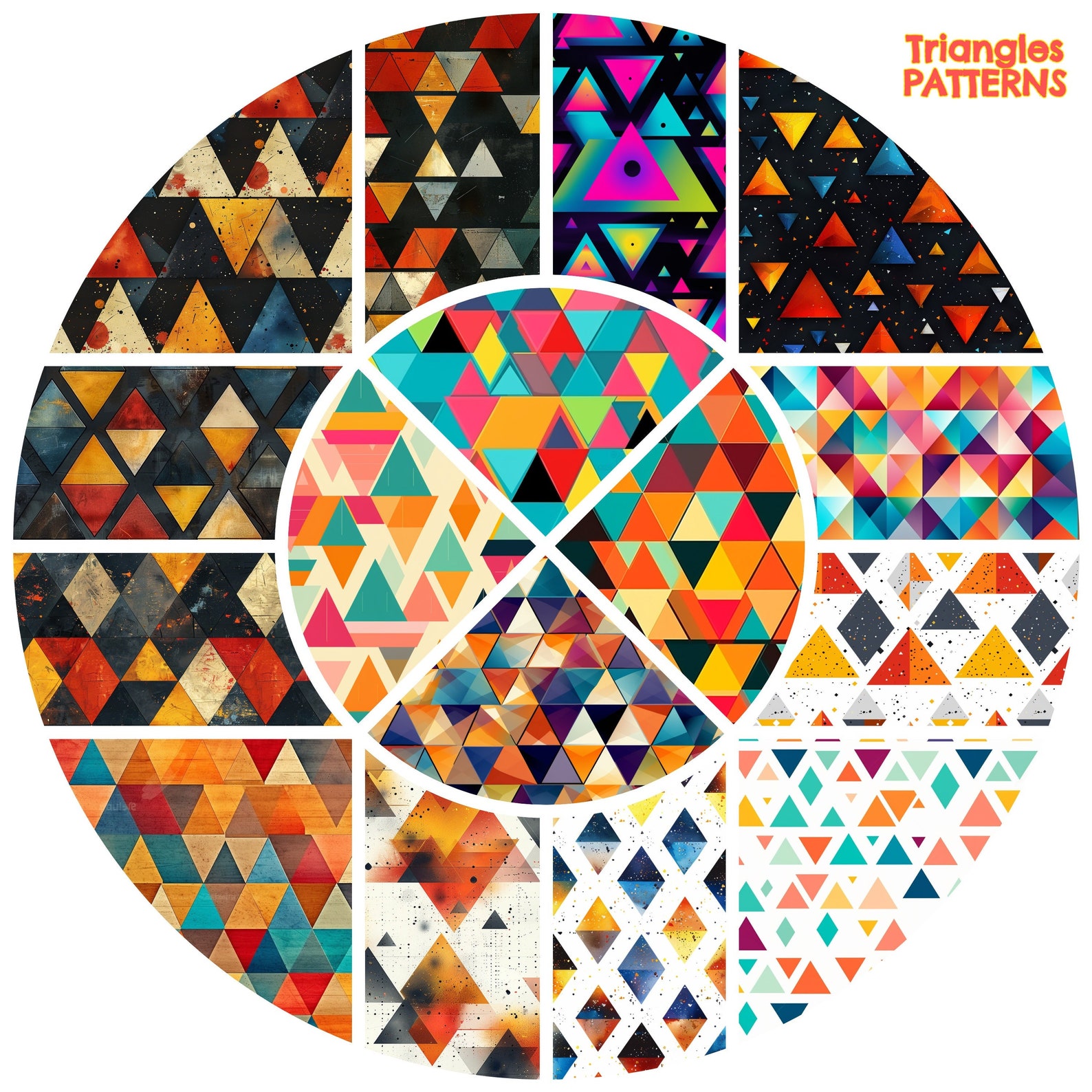 Triangles Pattern 20 OPTIONS Seamless Geometric Pattern Triangles Art ...