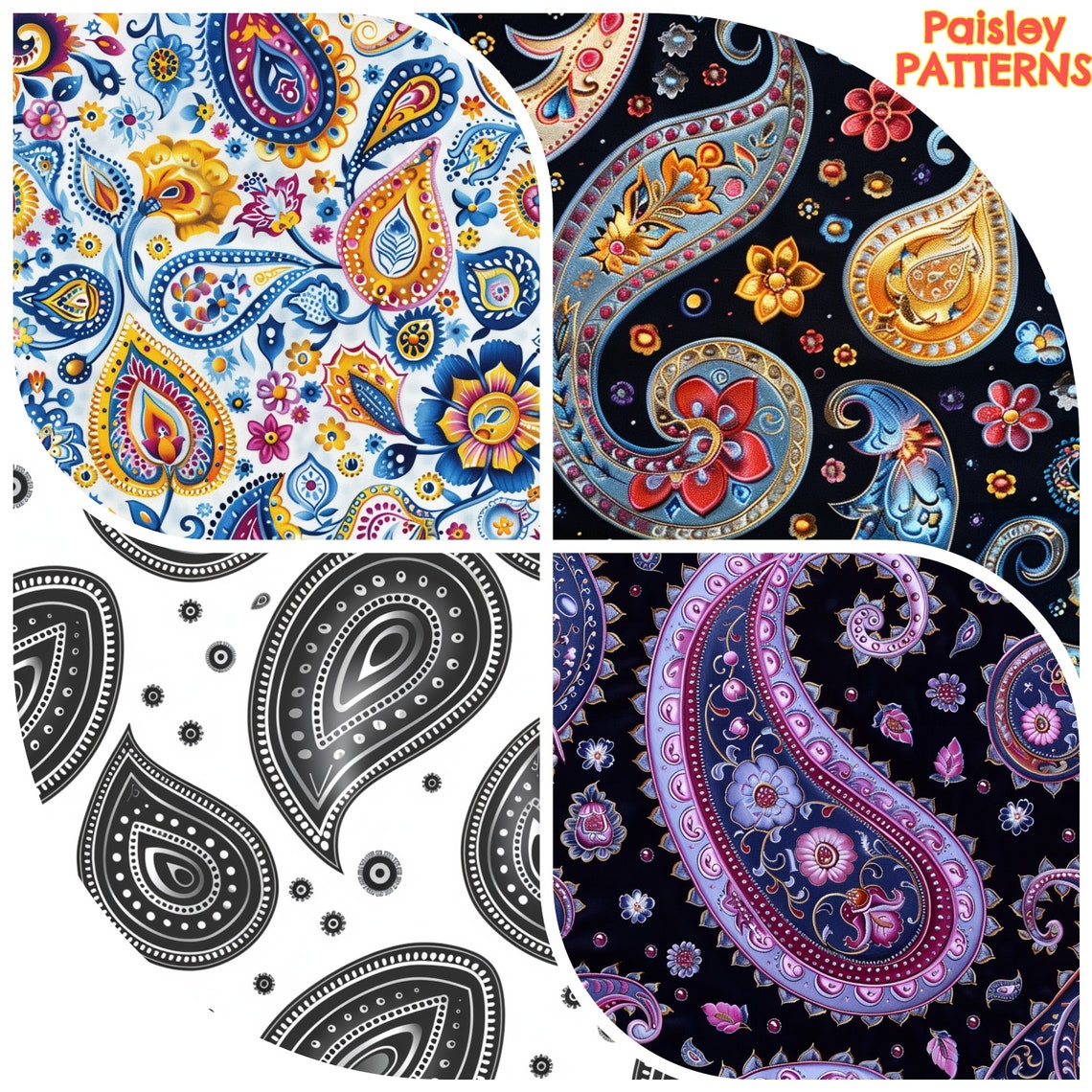 Paisley Pattern 20 OPTIONS Seamless Geometric Art Ornament Design Swirl ...