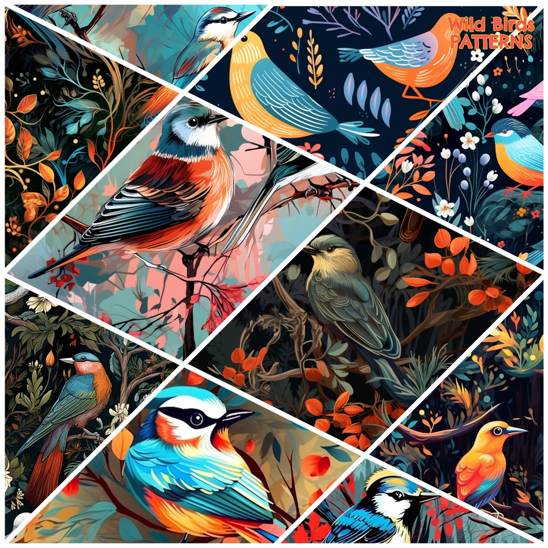 Wild Birds Pattern 12 OPTIONS Seamless Birds Art Avian Design Bird ...