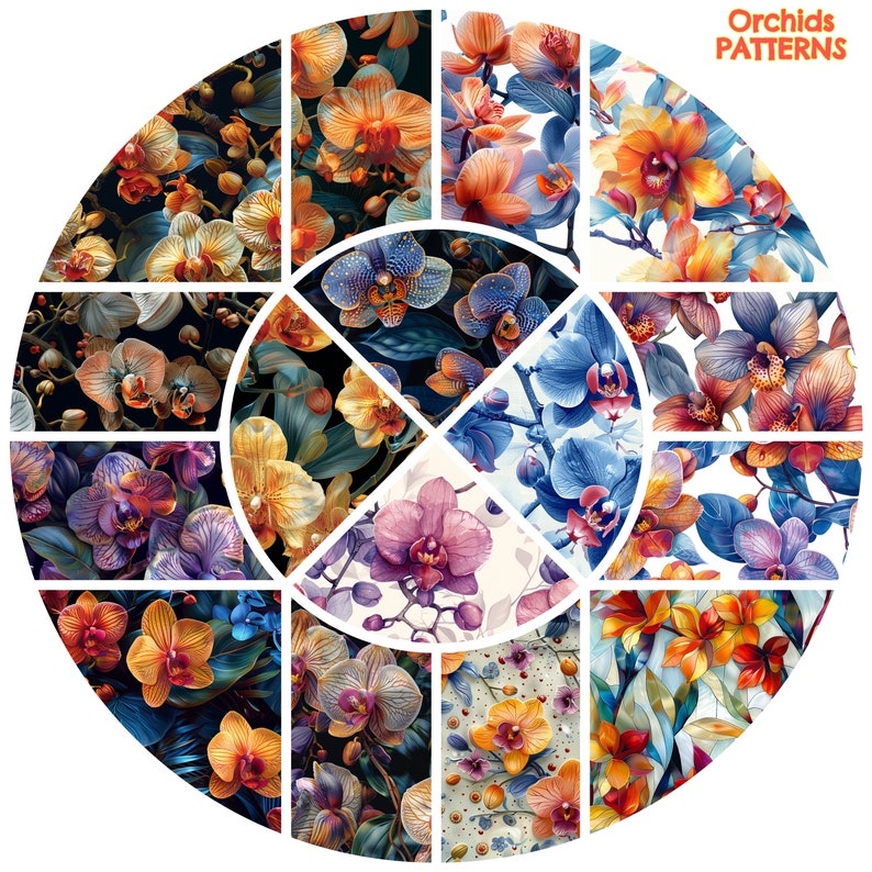 Orchids Pattern 118 OPTIONS Seamless Orchid Art Blossom Design Nature ...