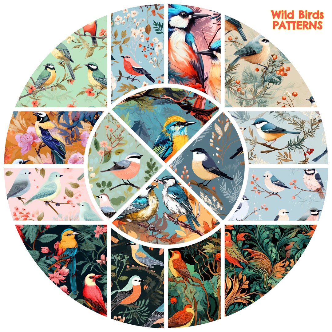 Wild Birds Pattern 20 OPTIONS Seamless Birds Art Avian Design Bird ...