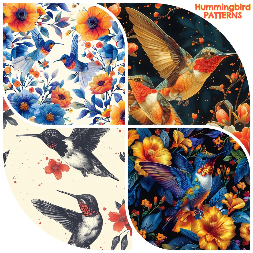 Hummingbird Pattern 20 OPTIONS Seamless Calibri Art Modern Design Birds ...