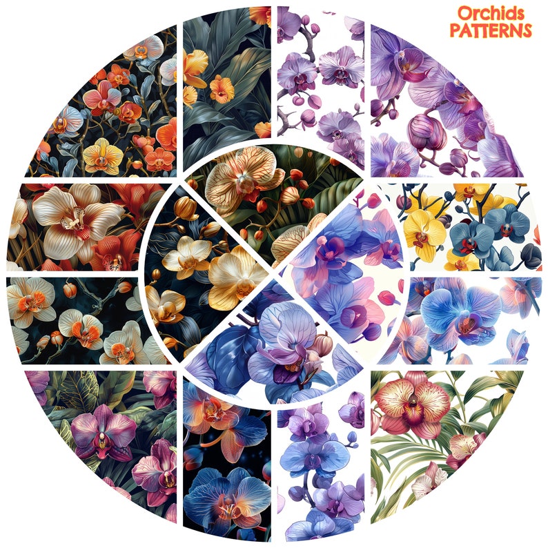Orchids Pattern 118 OPTIONS Seamless Orchid Art Blossom Design Nature ...