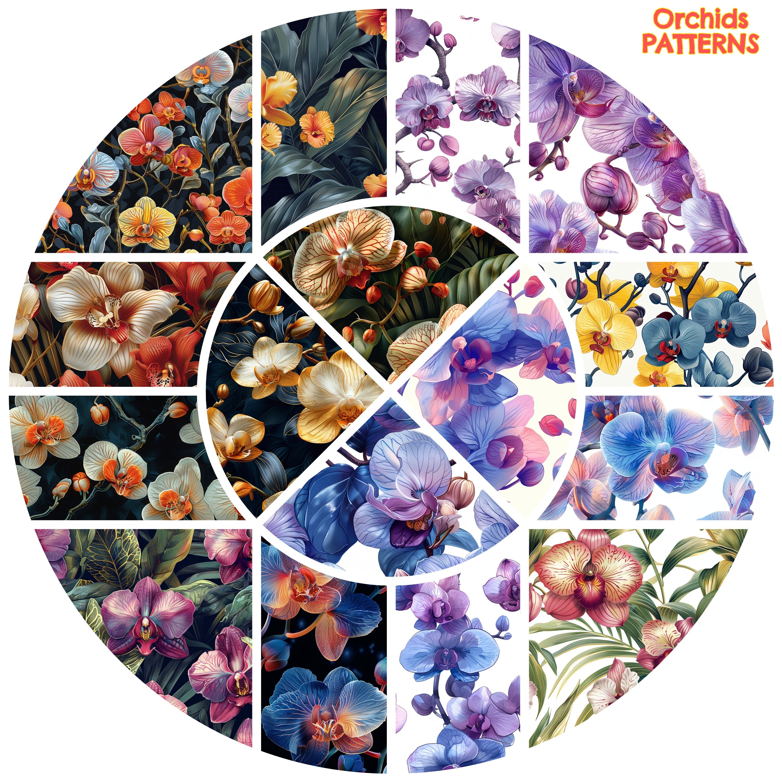 Orchids Pattern 118 OPTIONS Seamless Orchid Art Blossom Design Nature ...