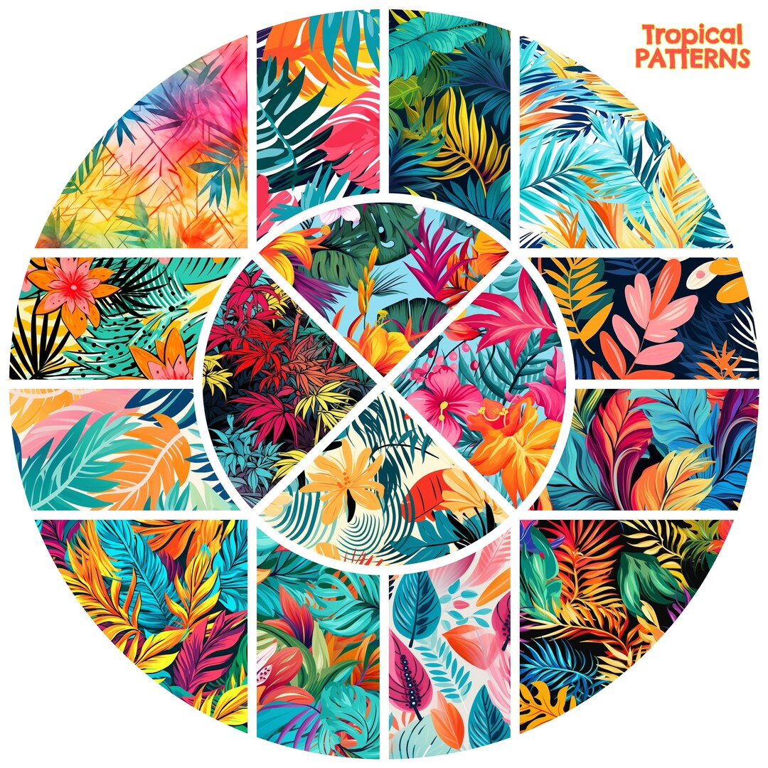 Tropical Pattern 123 OPTIONS Seamless Floral Art Flowers Design Island ...