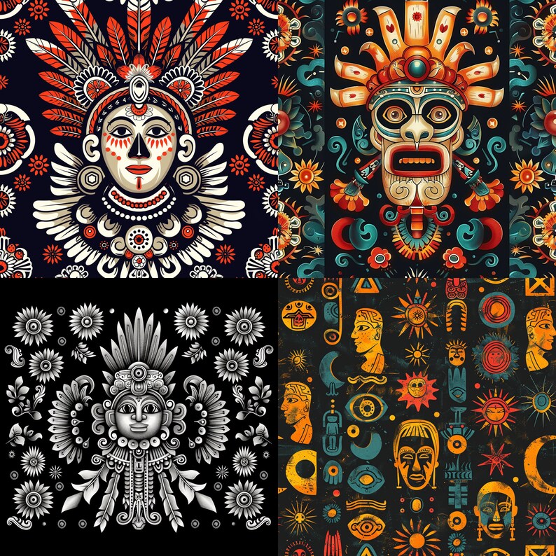 Latin American Tribe Inspired Pattern 156 OPTIONS Geometric Seamless ...