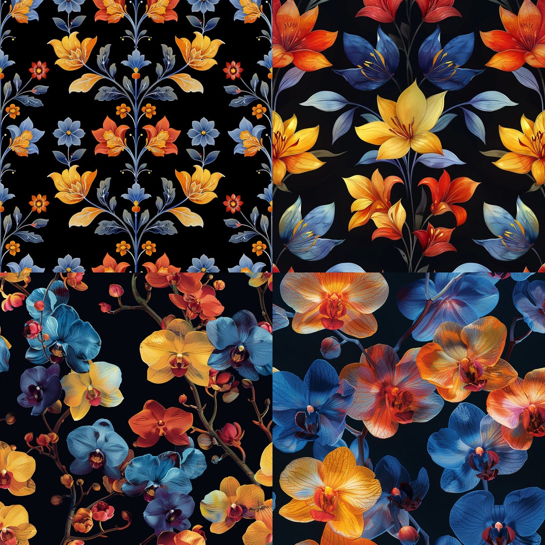 Orchids Pattern 36 OPTIONS Seamless Orchids Art Blossom Design Nature ...