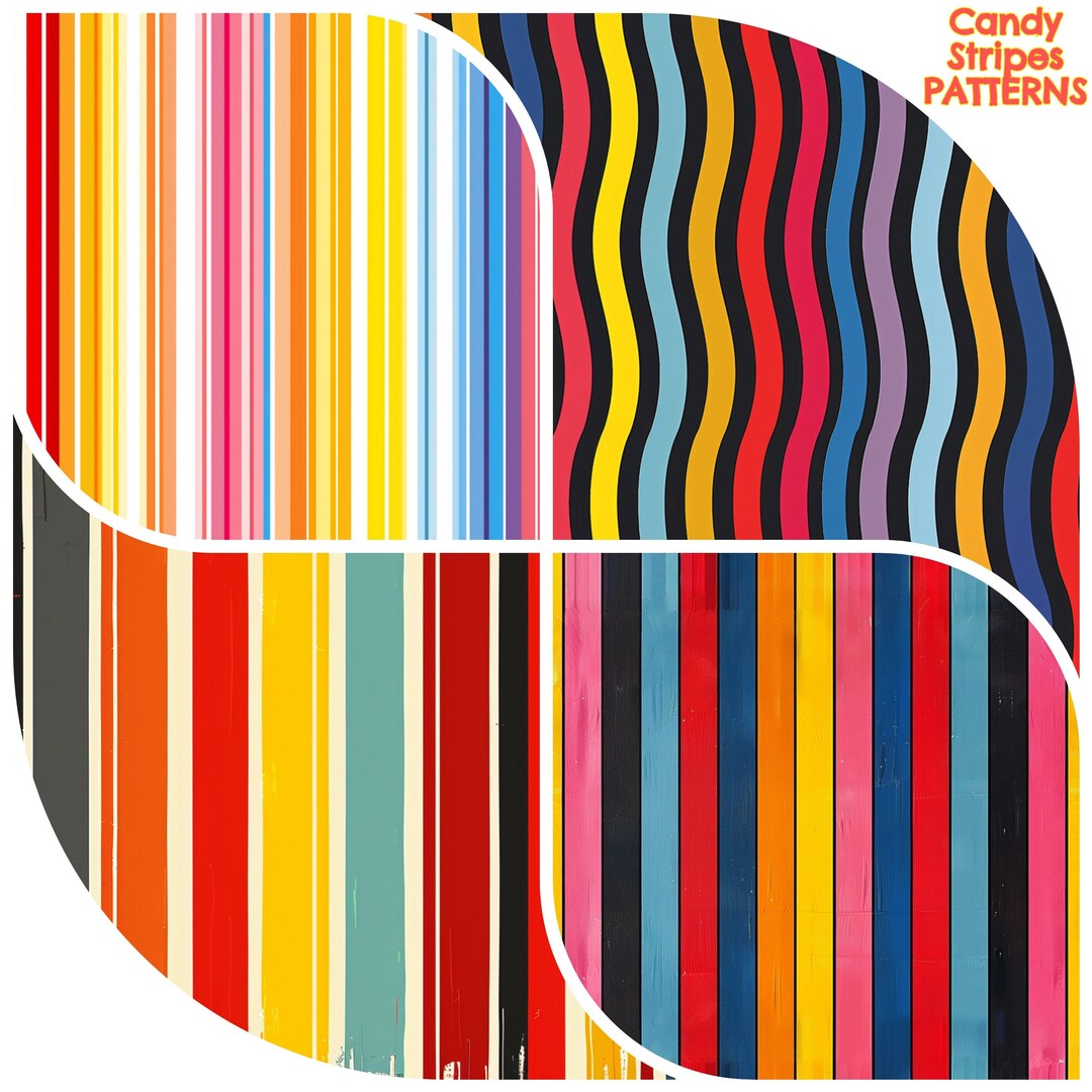 Candy Stripes Pattern 20 Options Seamless Colorful Stripes Art ...