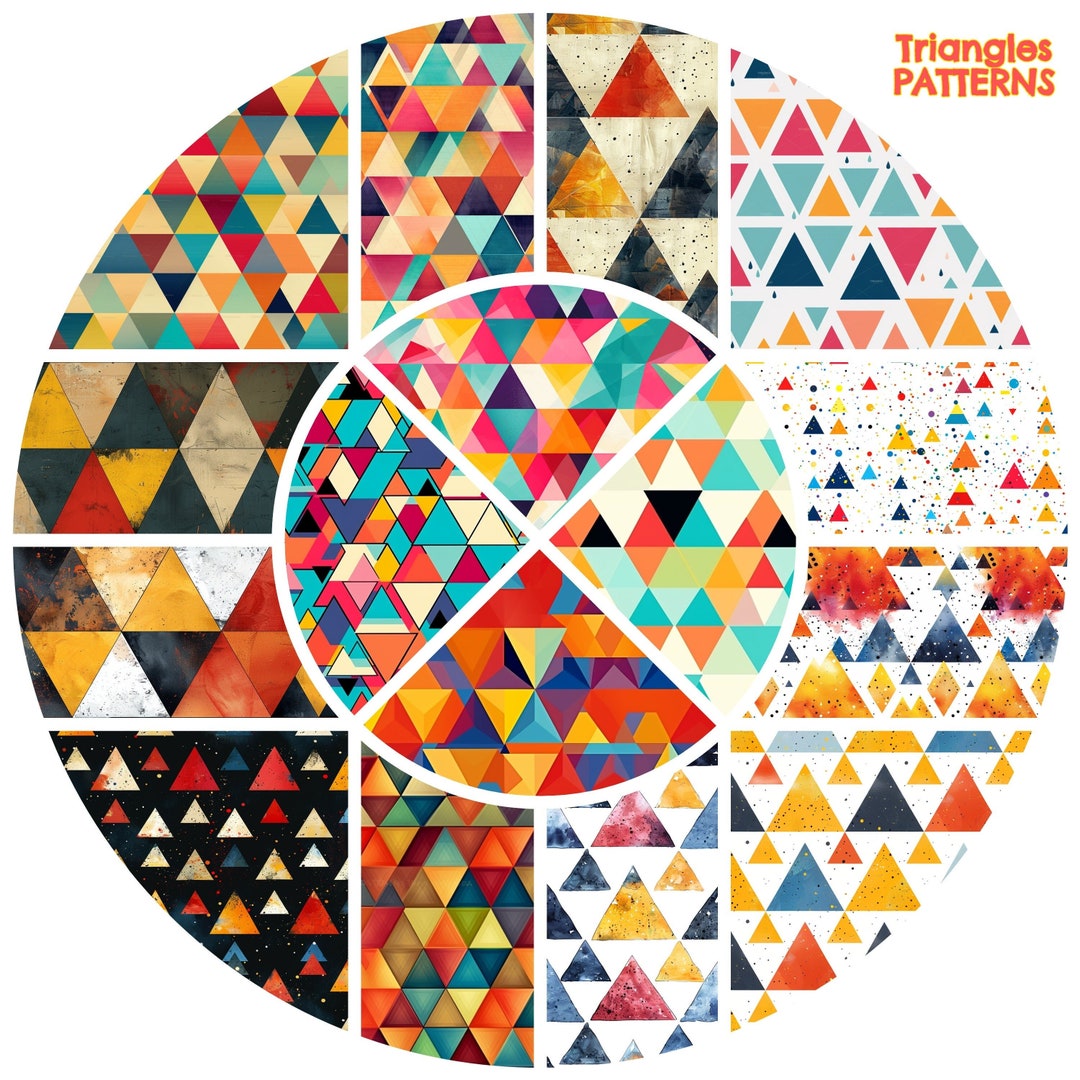 Triangles Pattern 20 OPTIONS Seamless Geometric Pattern Triangles Art ...