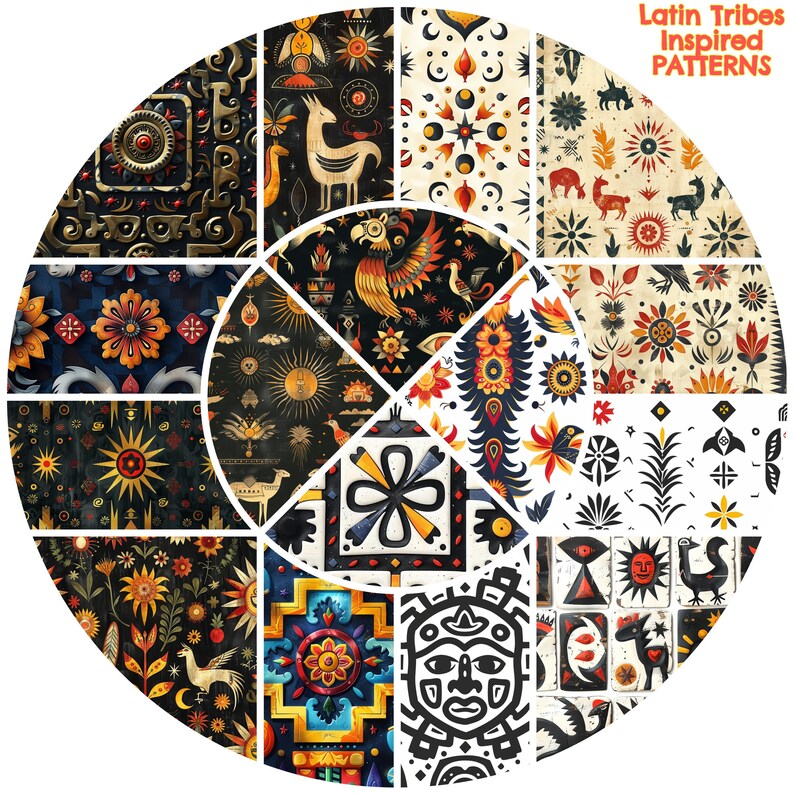 Latin American Tribe Inspired Patterns 20 OPTIONS Seamless Geometric ...