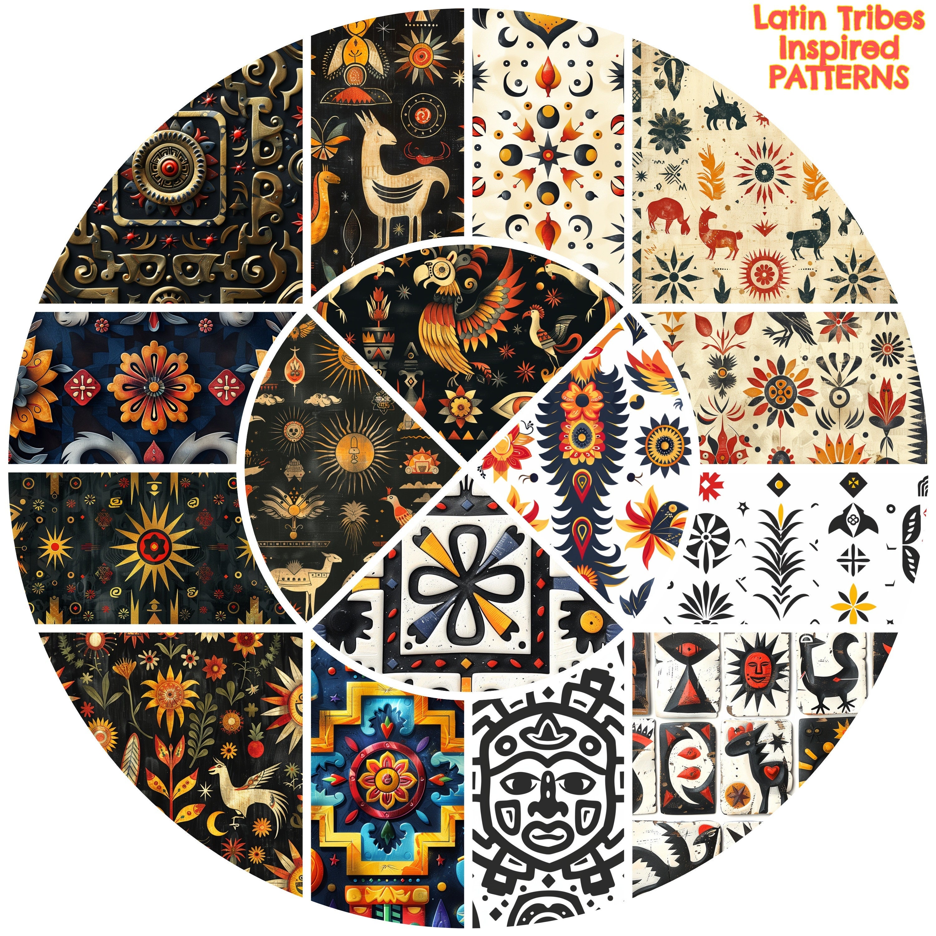Latin American Tribe Inspired Patterns 20 OPTIONS Seamless Geometric ...