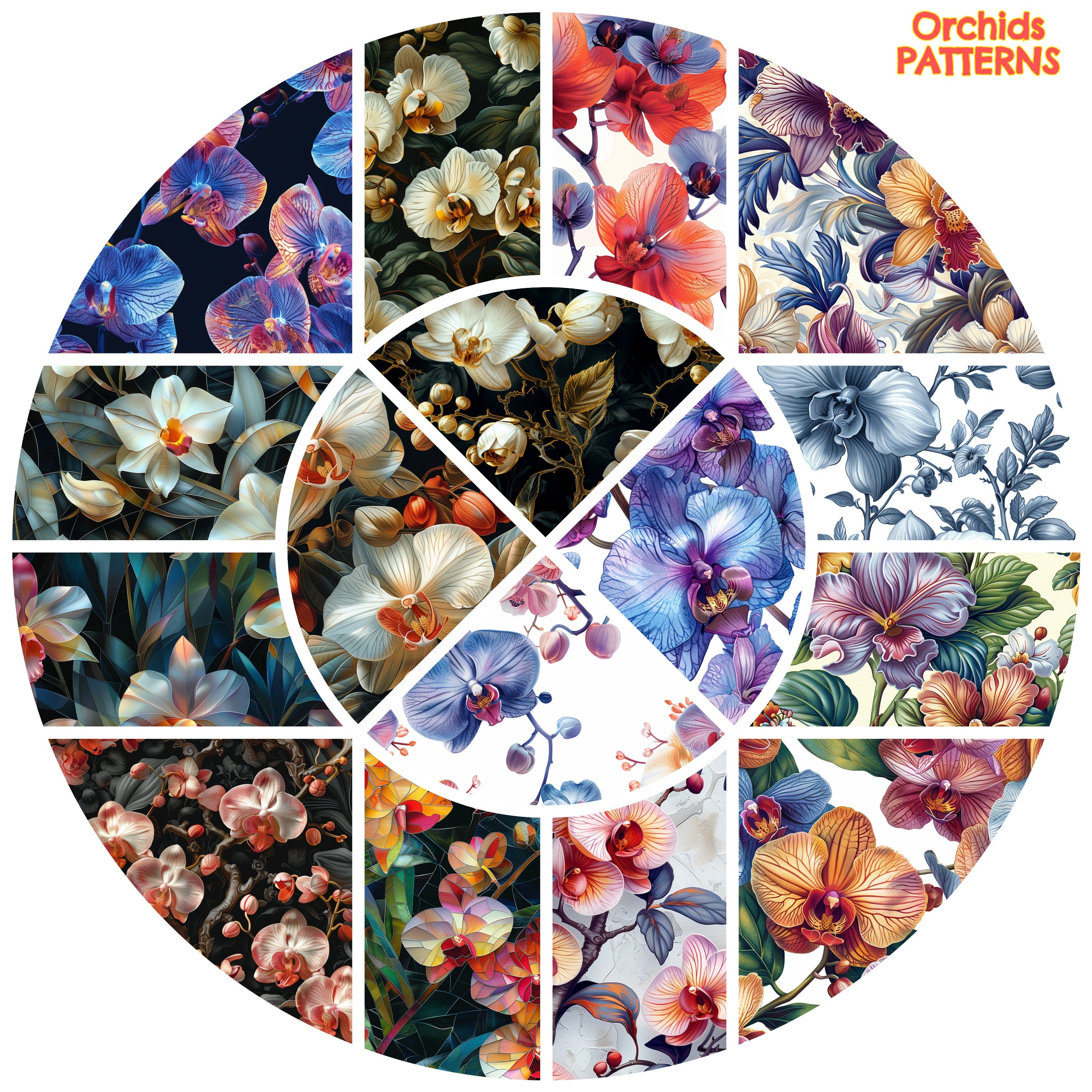 Orchids Pattern 118 OPTIONS Seamless Orchid Art Blossom Design Nature ...