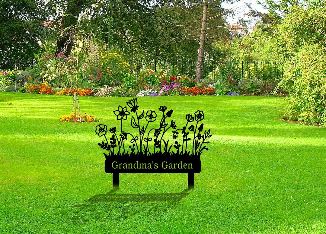 Personalized Flower Garden Sign custom Metal Yard Stake Garden Name ...