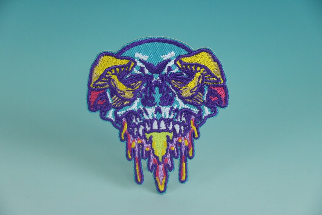 Melting Skull Mushroom Growing From the Eye Patch, Iron on Patch ...