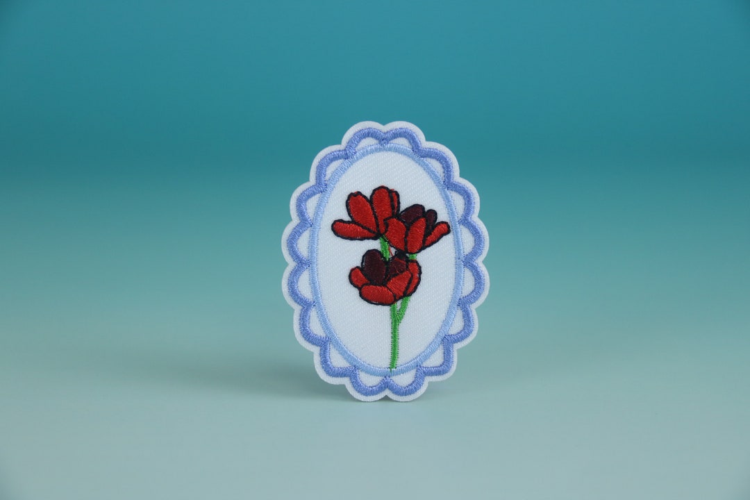 Red Tiny Flower Patch, Lily Patch, Iron on Patch, Embroidered Patch ...