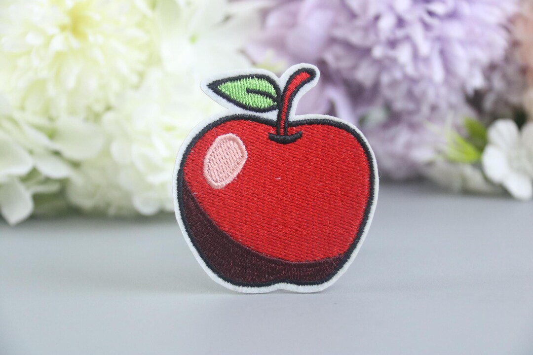 Red Apple Embroidered Patch: Iron-on Fruit Applique - Etsy