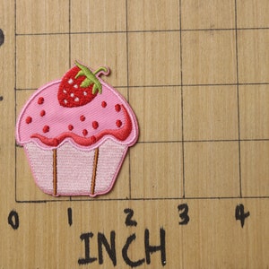 Pink Strawberry Cupcake Patch, Dessert Patch, Iron on Patch ...