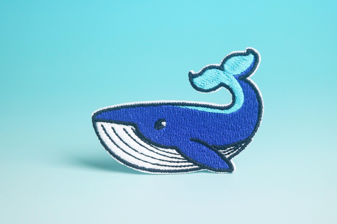 Blue Whale Patch: Embroidered Iron-on Applique - Etsy
