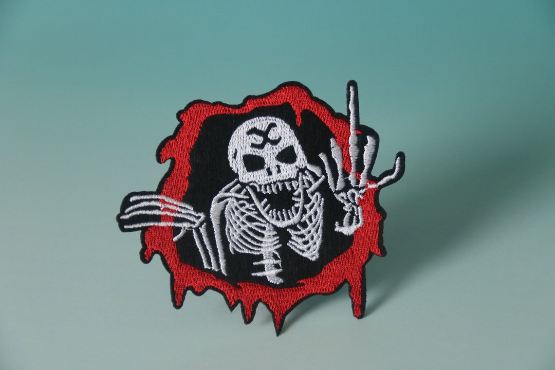Middle Finger Patch, Skeleton Patch, for Halloween, Iron on Patch ...