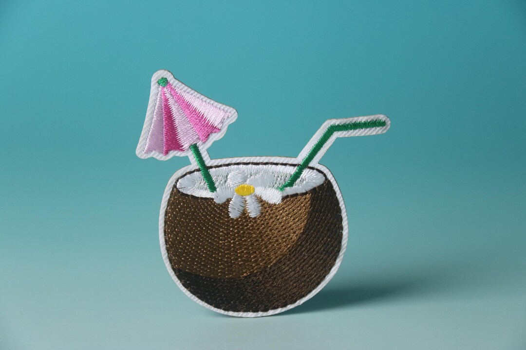 Coconut Cocktail Patch, Juice, Iron on Patch, Embroidered Patch ...