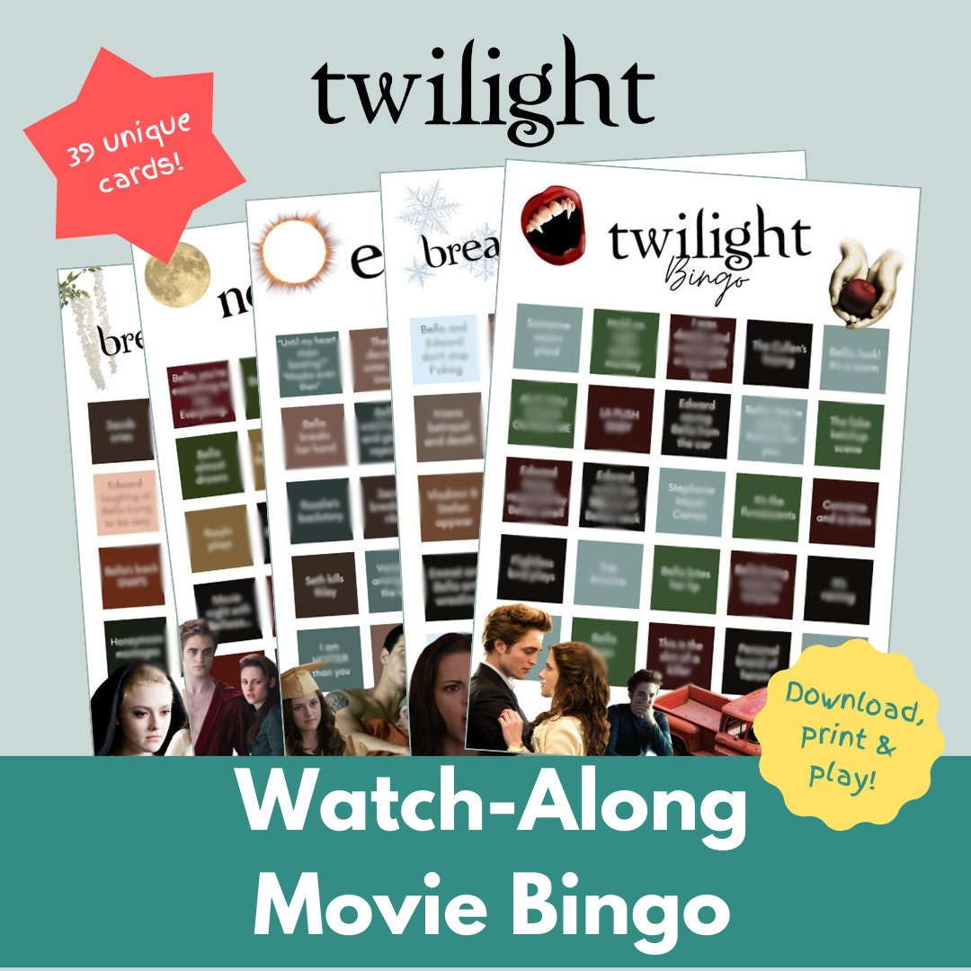 Twilight Saga Watch Along Bingo | Instant Download - Etsy Australia