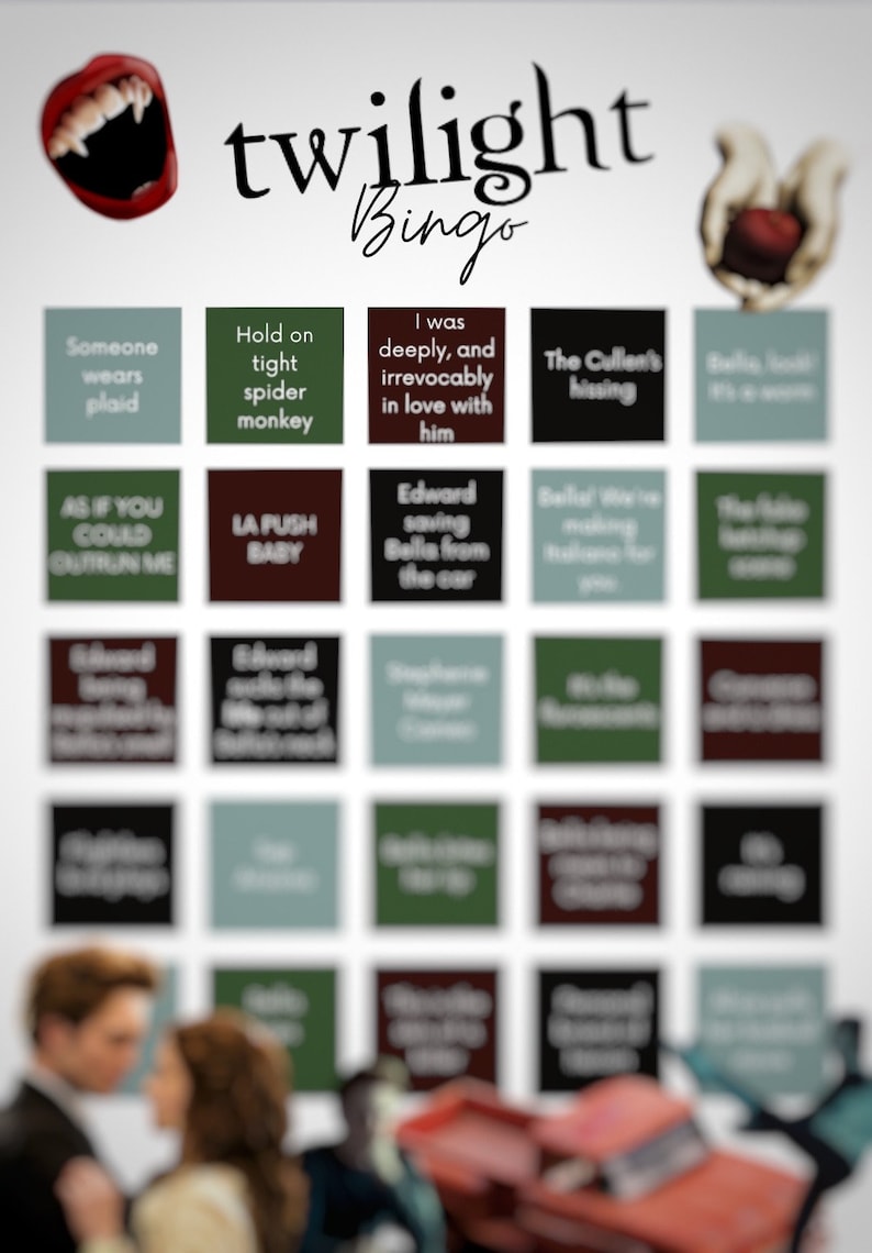 Twilight Saga Watch Along Bingo | Instant Download (18+) - Etsy