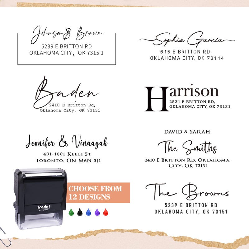 Personalized Self Inking Address Stamps - Etsy