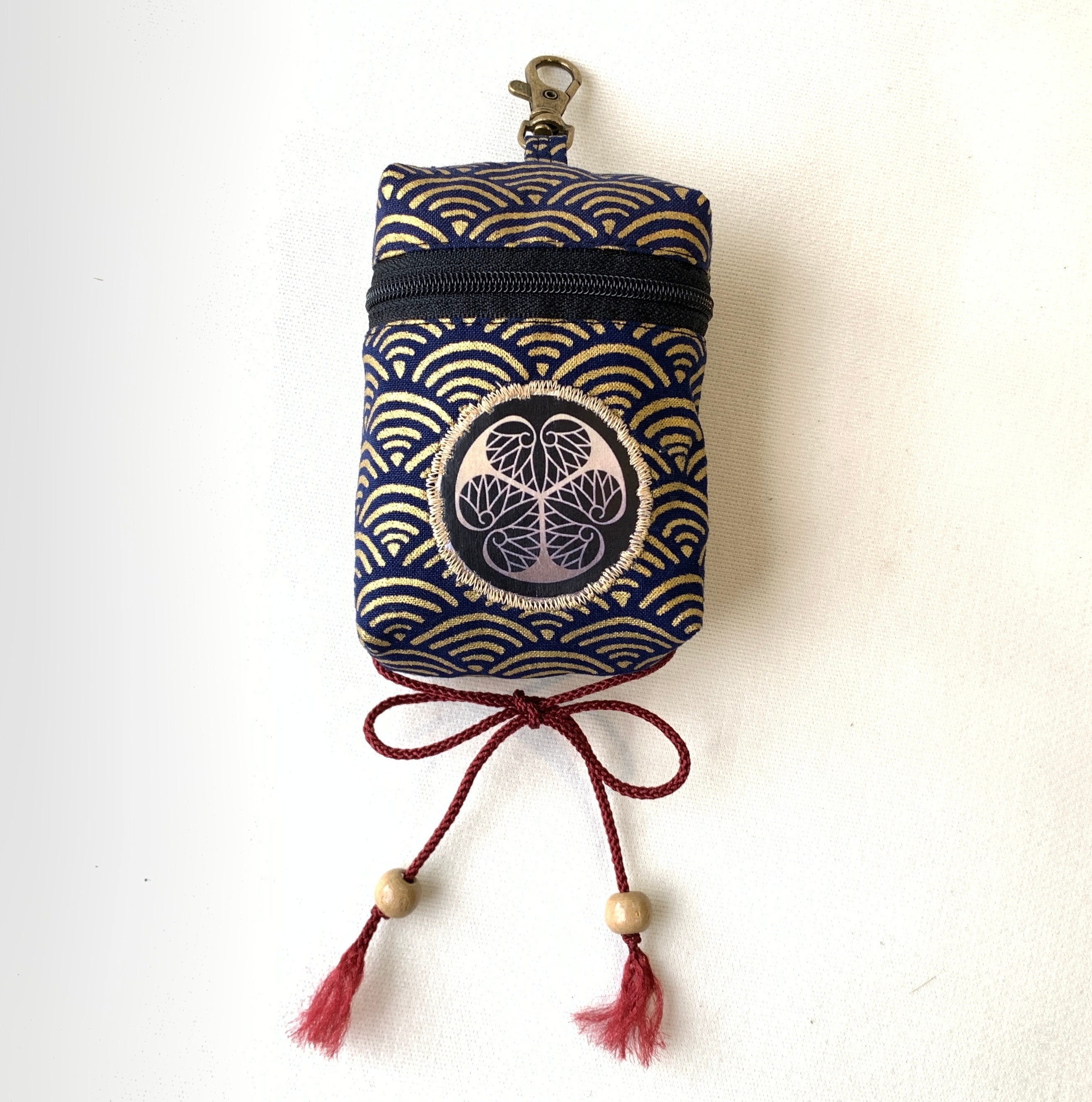 Japanese Zipper Pouch, Inro Pouch, Japanese Kimono Pattern Pouch, Kamon ...