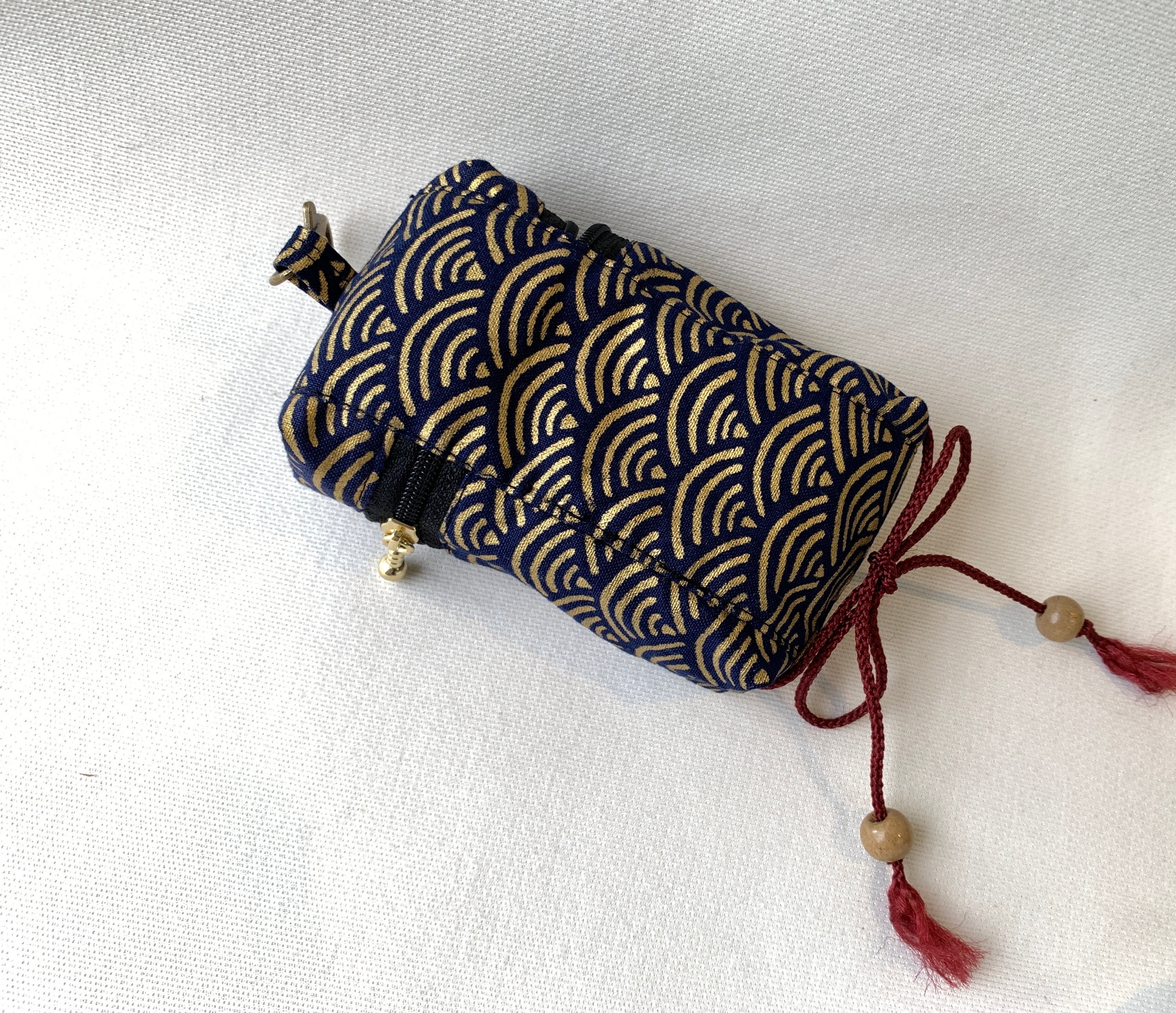 Japanese Zipper Pouch, Inro Pouch, Japanese Kimono Pattern Pouch, Kamon ...