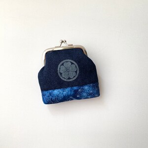 Japanese Gamaguchi, Metal Frame Coin Purse With Kamon, Japanese Kimono ...