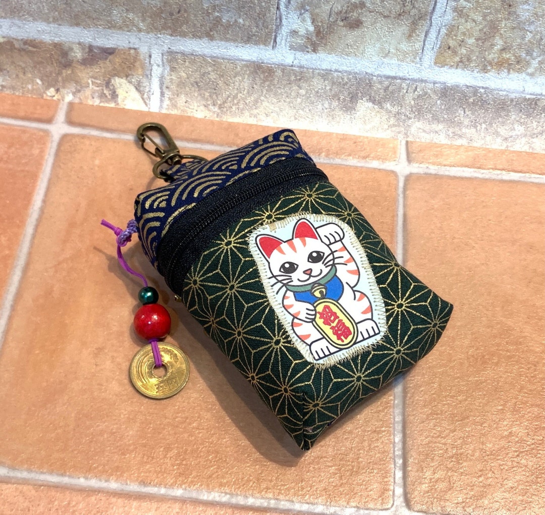 Japanese Zipper Pouch With Netsuke, Inro Pouch, Japanese Kimono Pattern ...