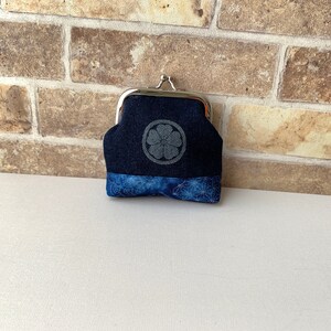 Japanese Gamaguchi, Metal Frame Coin Purse With Kamon, Japanese Kimono ...